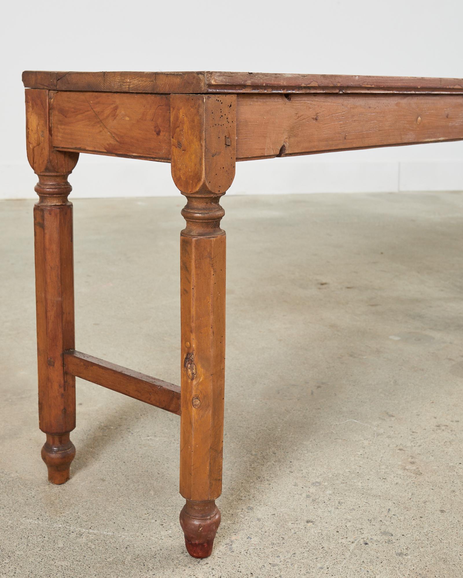 Rustic Pine Farmhouse Six Leg Bench at 1stDibs