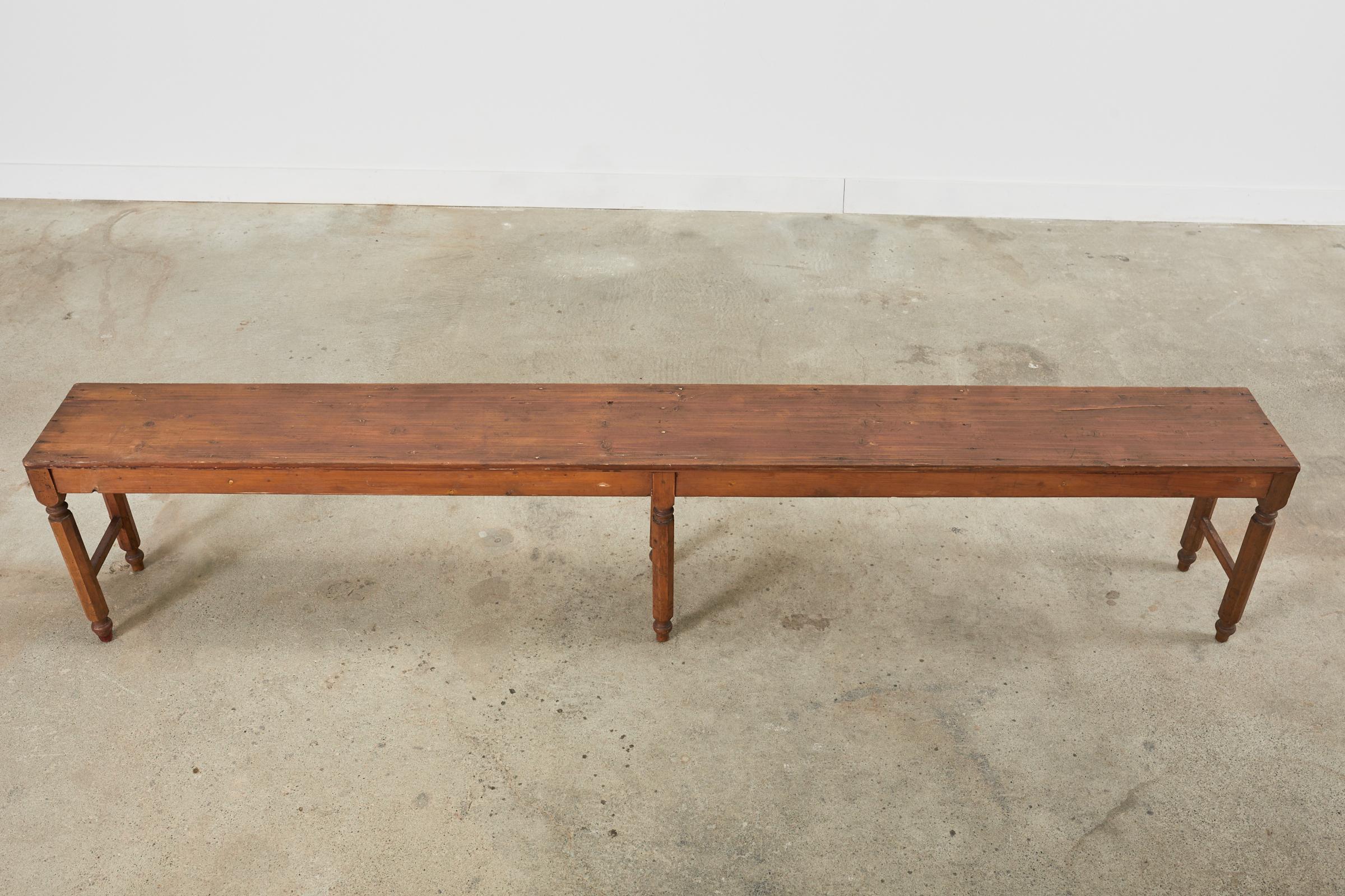 Rustic Pine Farmhouse Six Leg Bench at 1stDibs