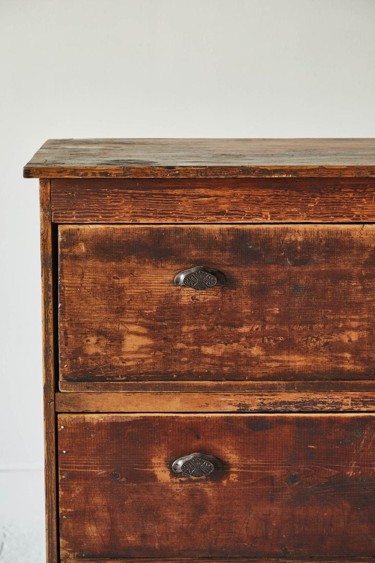 Rustic Pine Three-Drawer Chest of Drawers at 1stDibs | chest of drawers ...