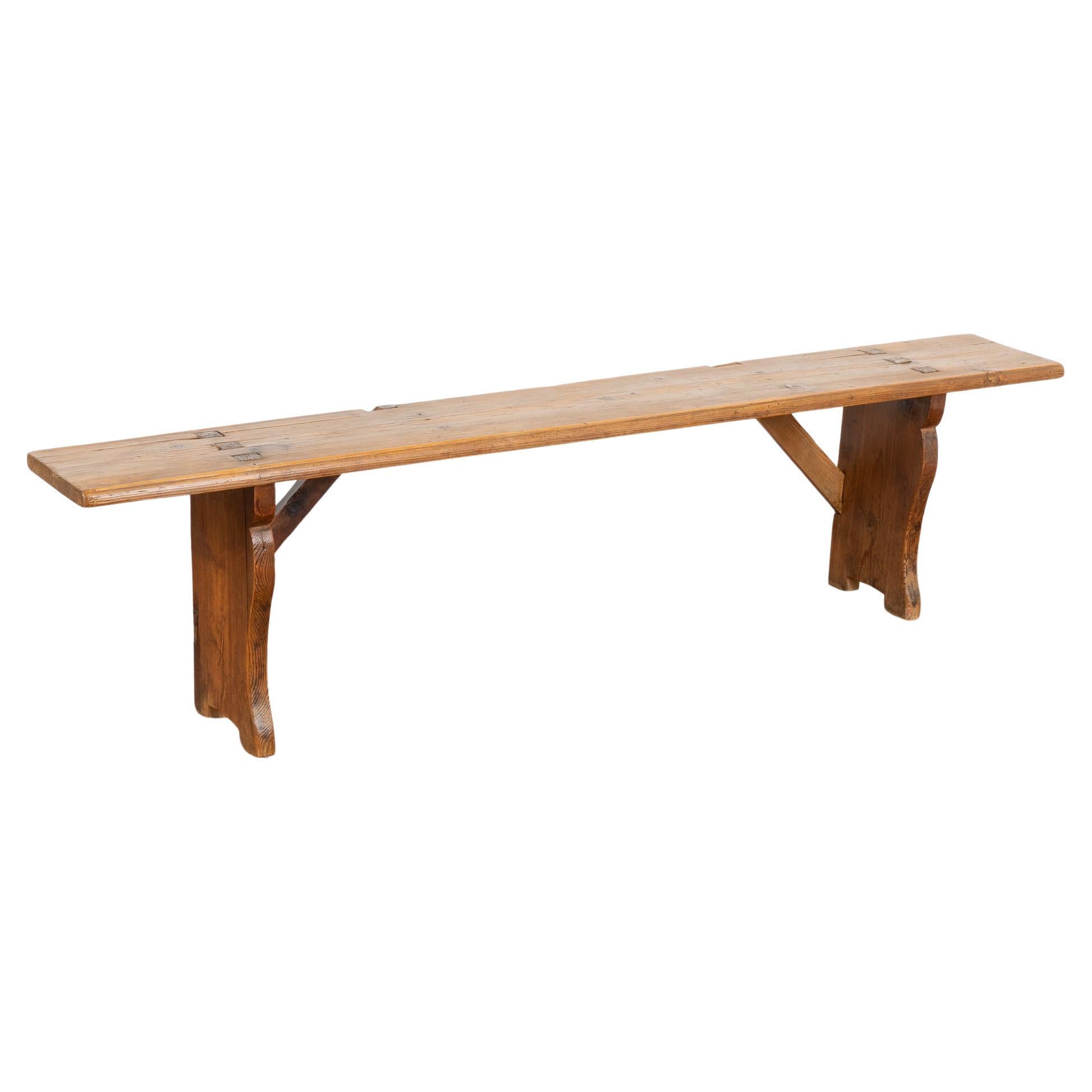 Rustic Plank Top Bench from Hungary, circa 1920 For Sale at 1stDibs