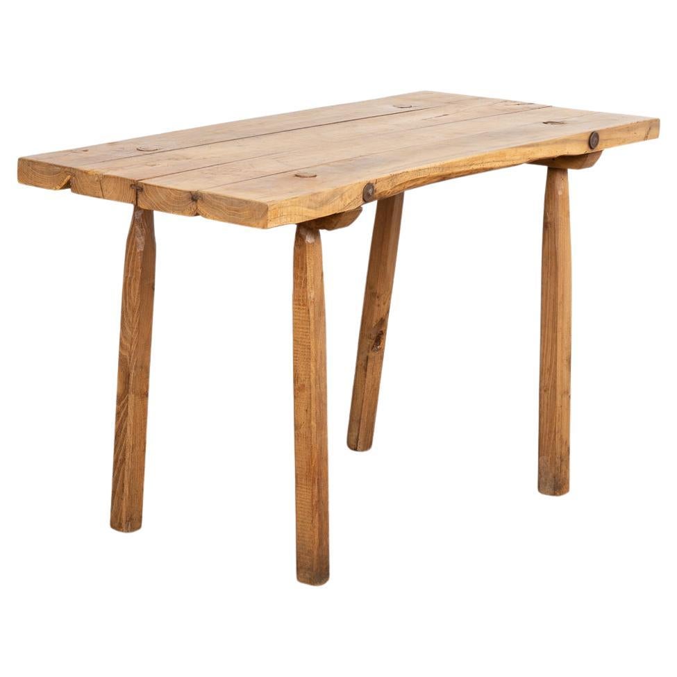 Plank Top Rustic Console Table Old Work Table Peg Splay Legs, Circa ...