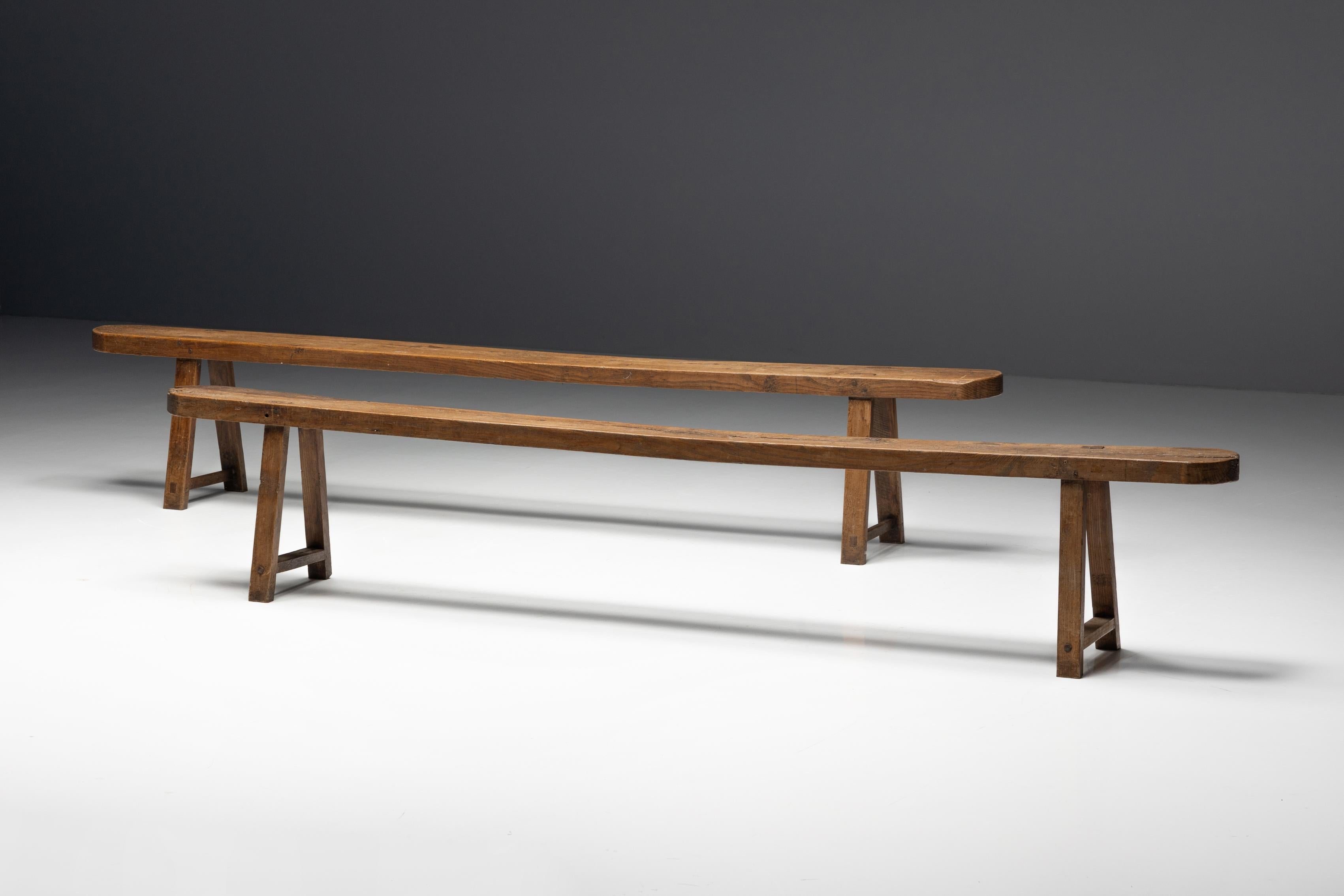 Rustic Primitive Benches, France, 19th Century For Sale at 1stDibs