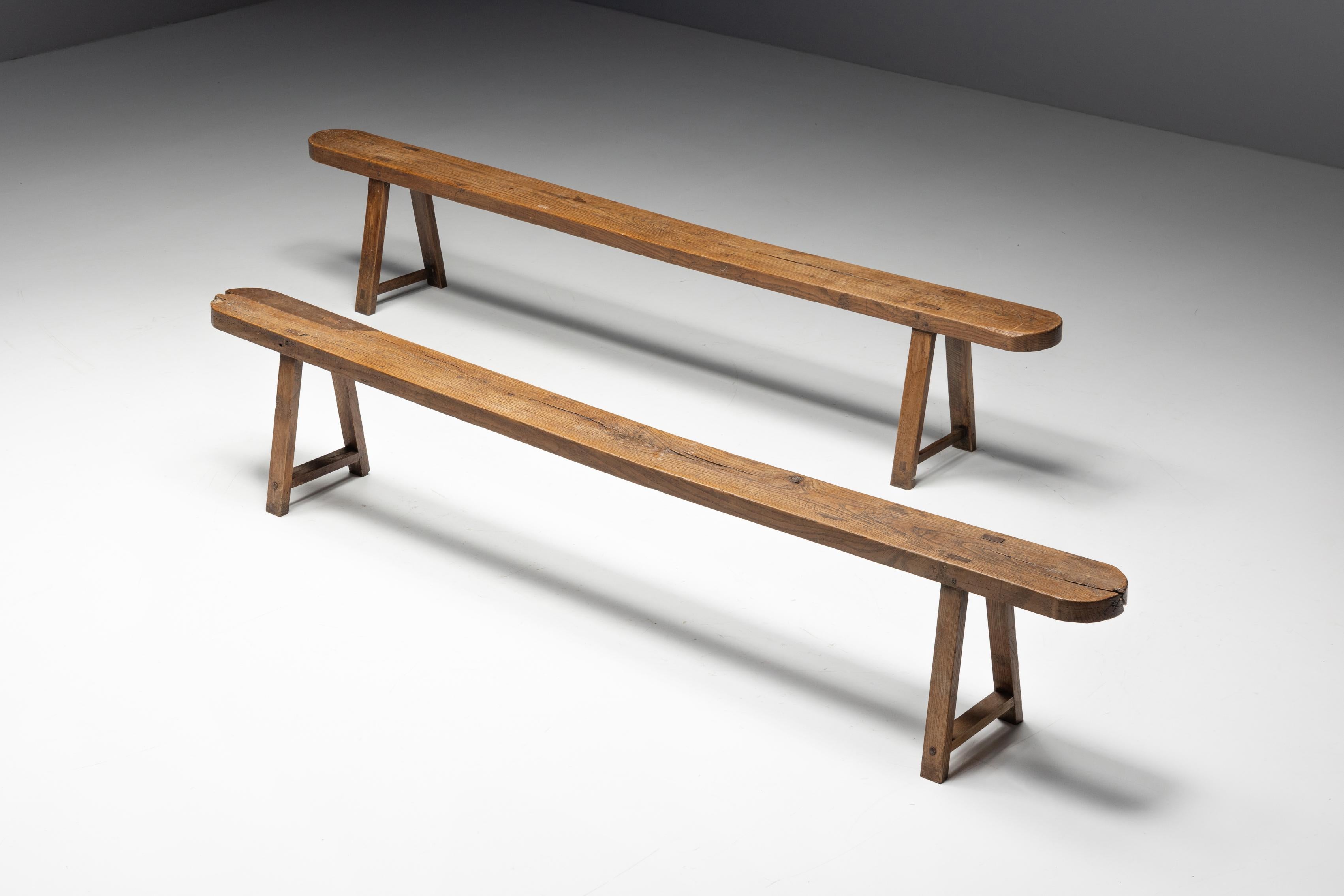 Rustic Primitive Benches, France, 19th Century For Sale at 1stDibs
