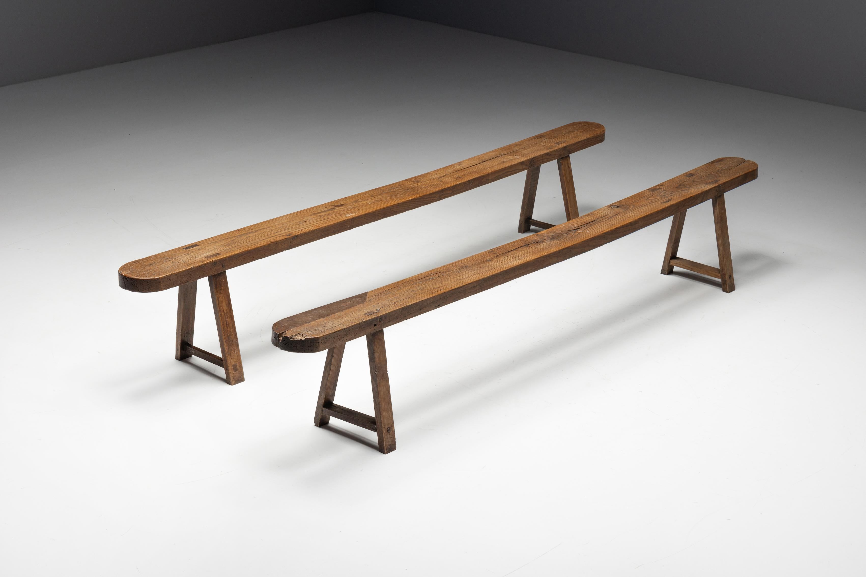 Rustic Primitive Benches, France, 19th Century For Sale at 1stDibs