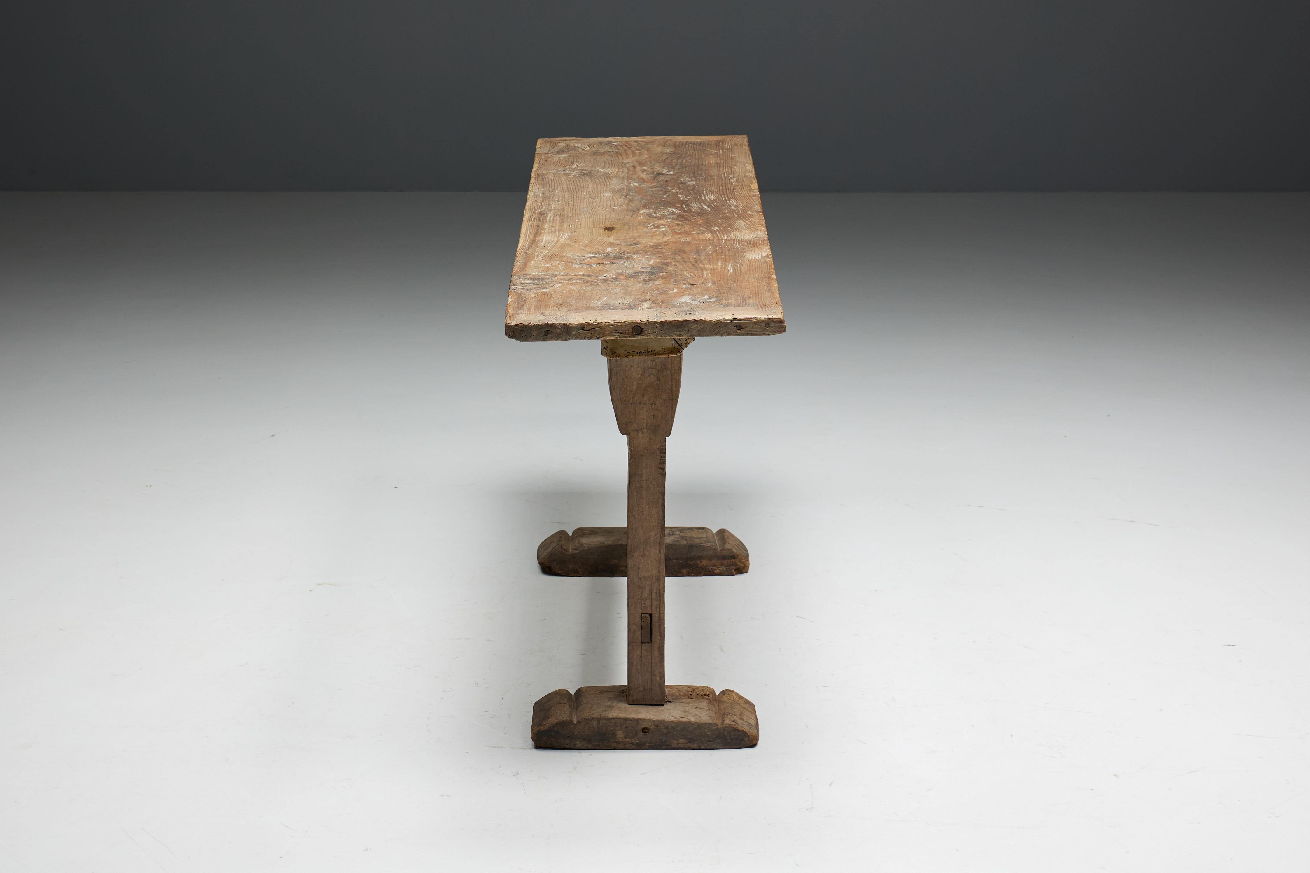 Rustic Primitive Console Table, France, 19th Century For Sale at 1stDibs