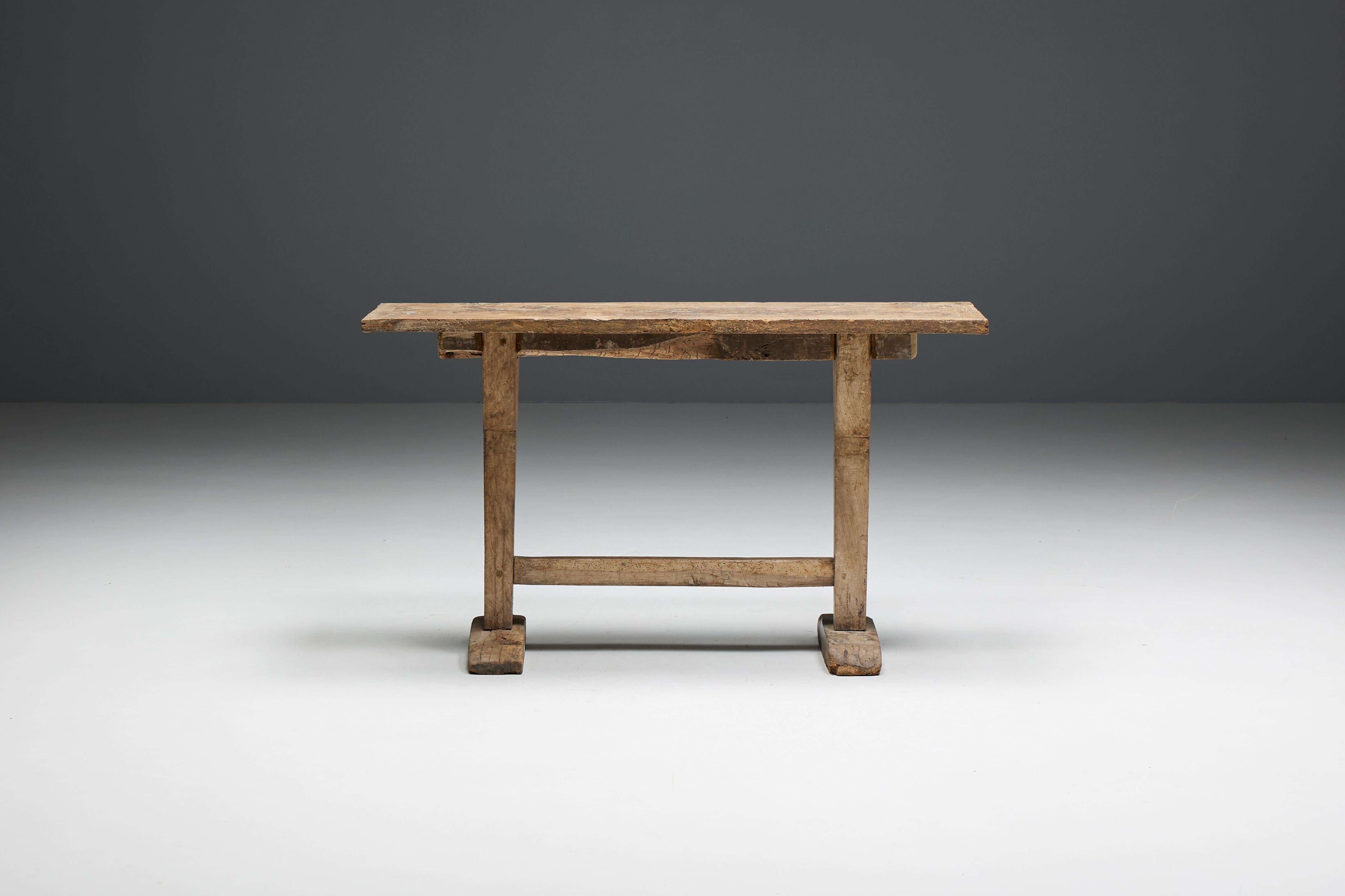 Rustic Primitive Console Table, France, 19th Century For Sale at 1stDibs