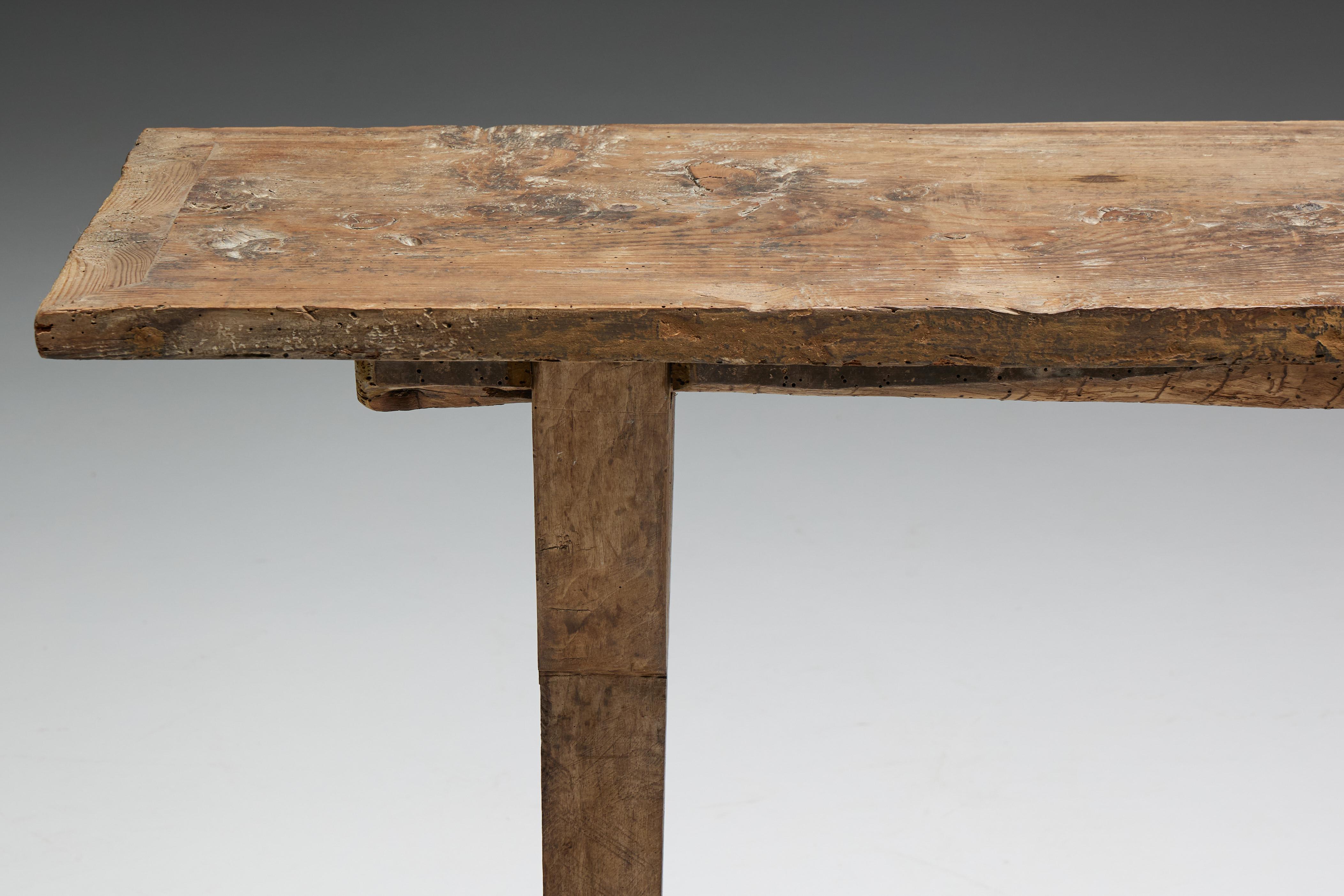 Rustic Primitive Console Table, France, 19th Century For Sale at 1stDibs