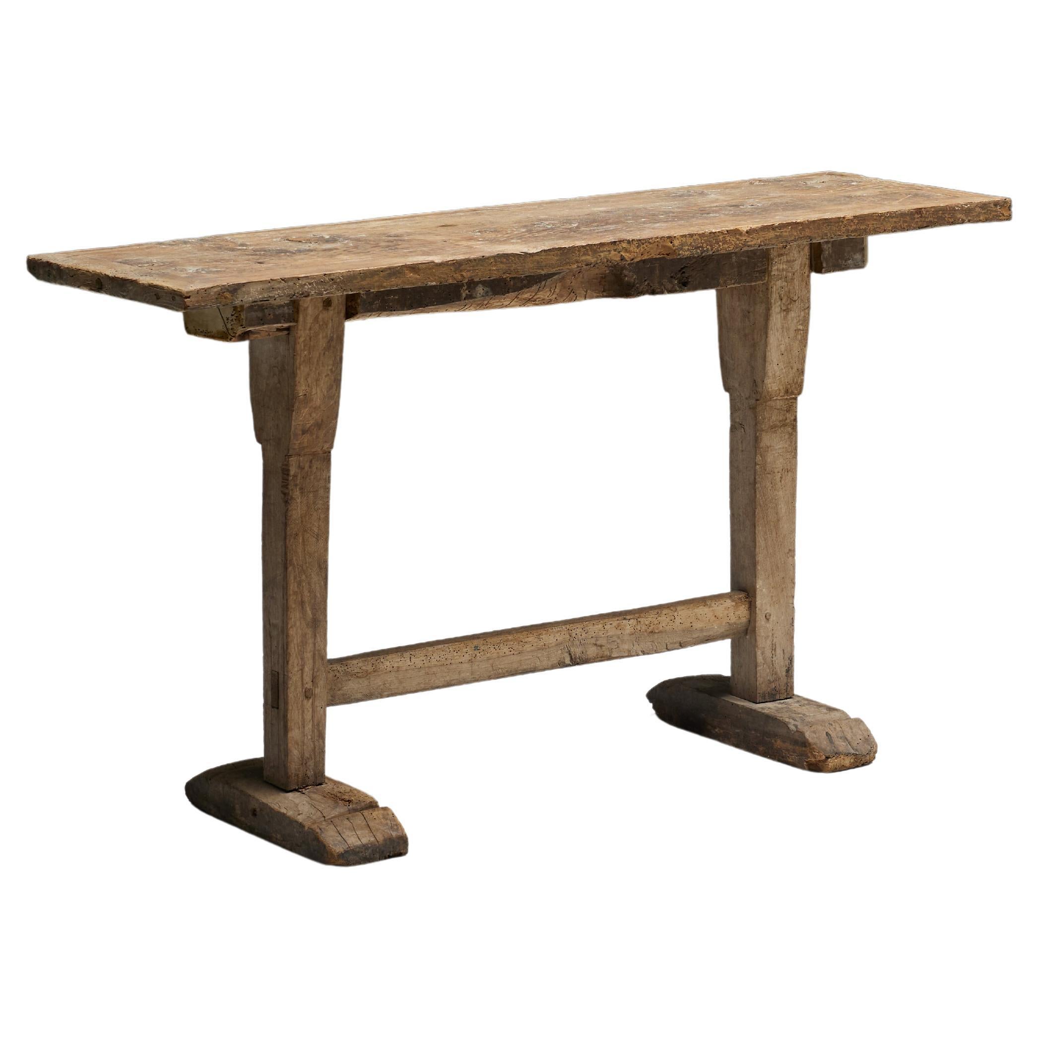 Rustic Primitive Console Table, France, 19th Century For Sale at 1stDibs