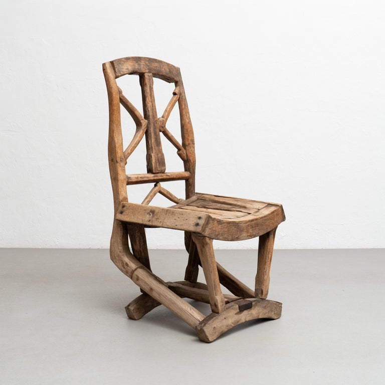 Rustic Primitive Hand Made Traditional Wood Chair, circa 1930 For Sale ...
