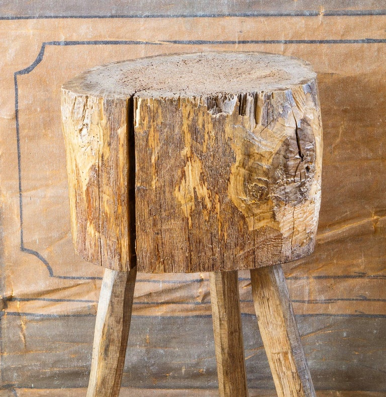 Rustic, Primitive Three-Legged Chopping Block at 1stDibs