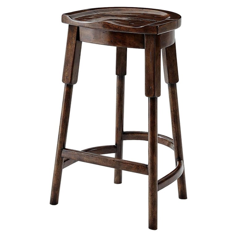 Rustic Provincial Wooden Bar Stool For Sale at 1stDibs