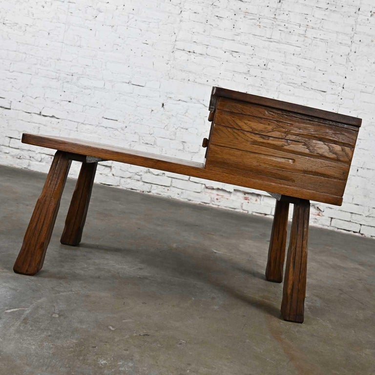Rustic Ranch Oak Step End Table with 2 Drawers and Acorn Brown finish ...