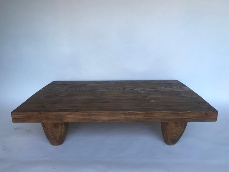 Rustic Reclaimed Wood Coffee Table with Conical Legs at 1stDibs ...