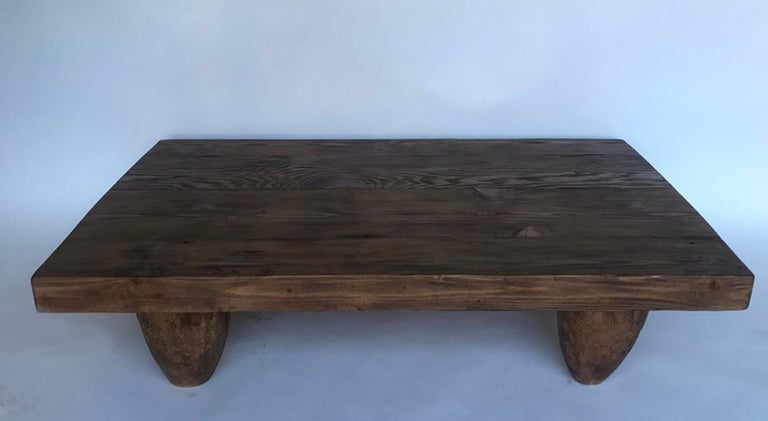Rustic Reclaimed Wood Coffee Table with Conical Legs at 1stDibs ...