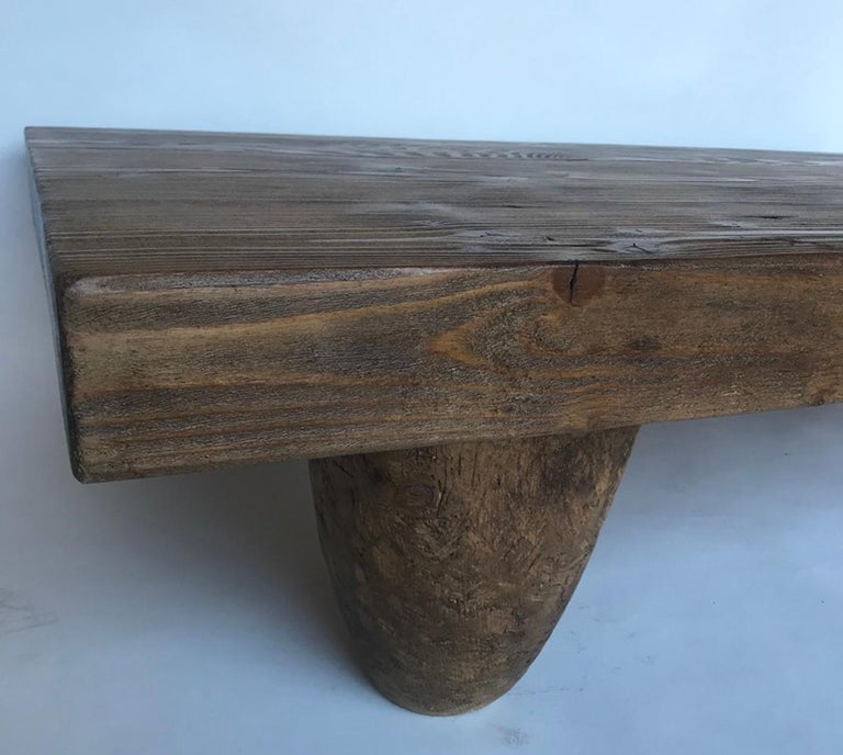 Rustic Reclaimed Wood Coffee Table with Conical Legs at 1stDibs ...