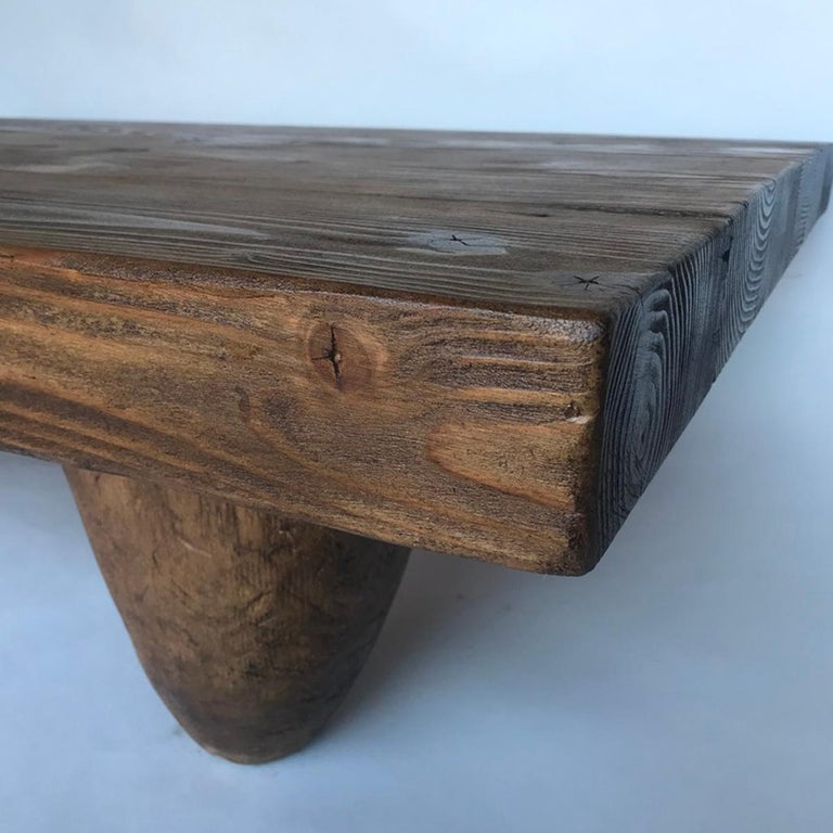 Rustic Reclaimed Wood Coffee Table with Conical Legs at 1stDibs ...