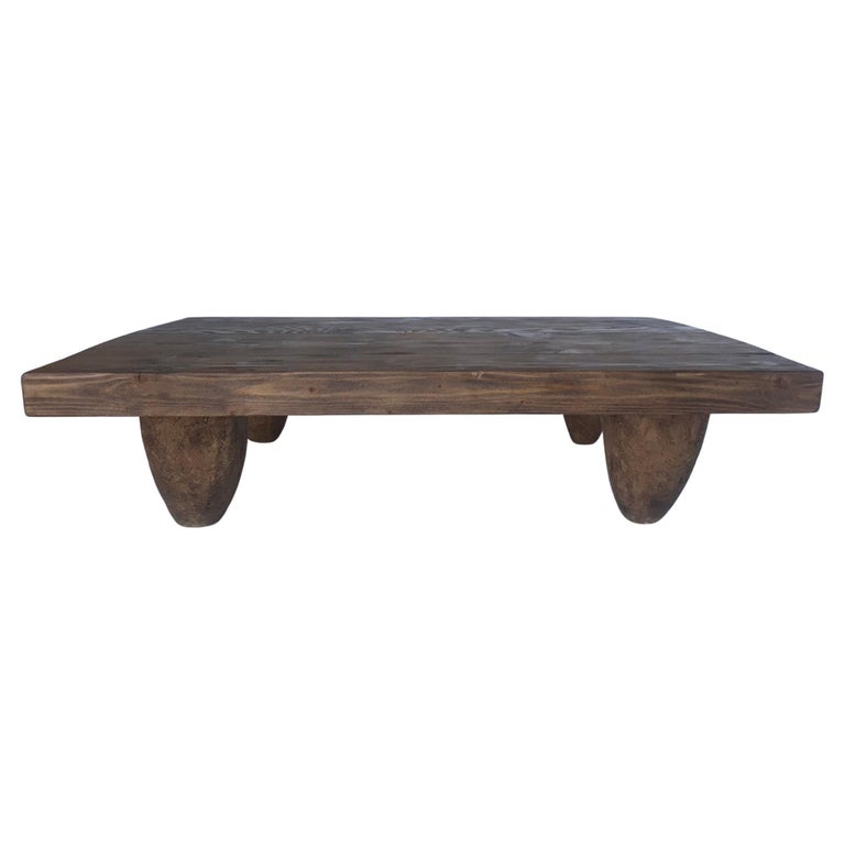 Rustic Reclaimed Wood Coffee Table with Conical Legs at 1stDibs ...