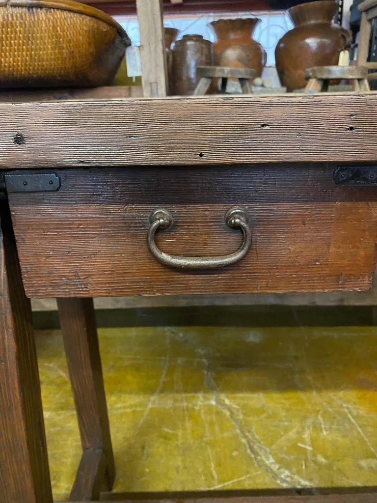 Rustic Reclaimed Wood Console with Drawers For Sale at 1stDibs