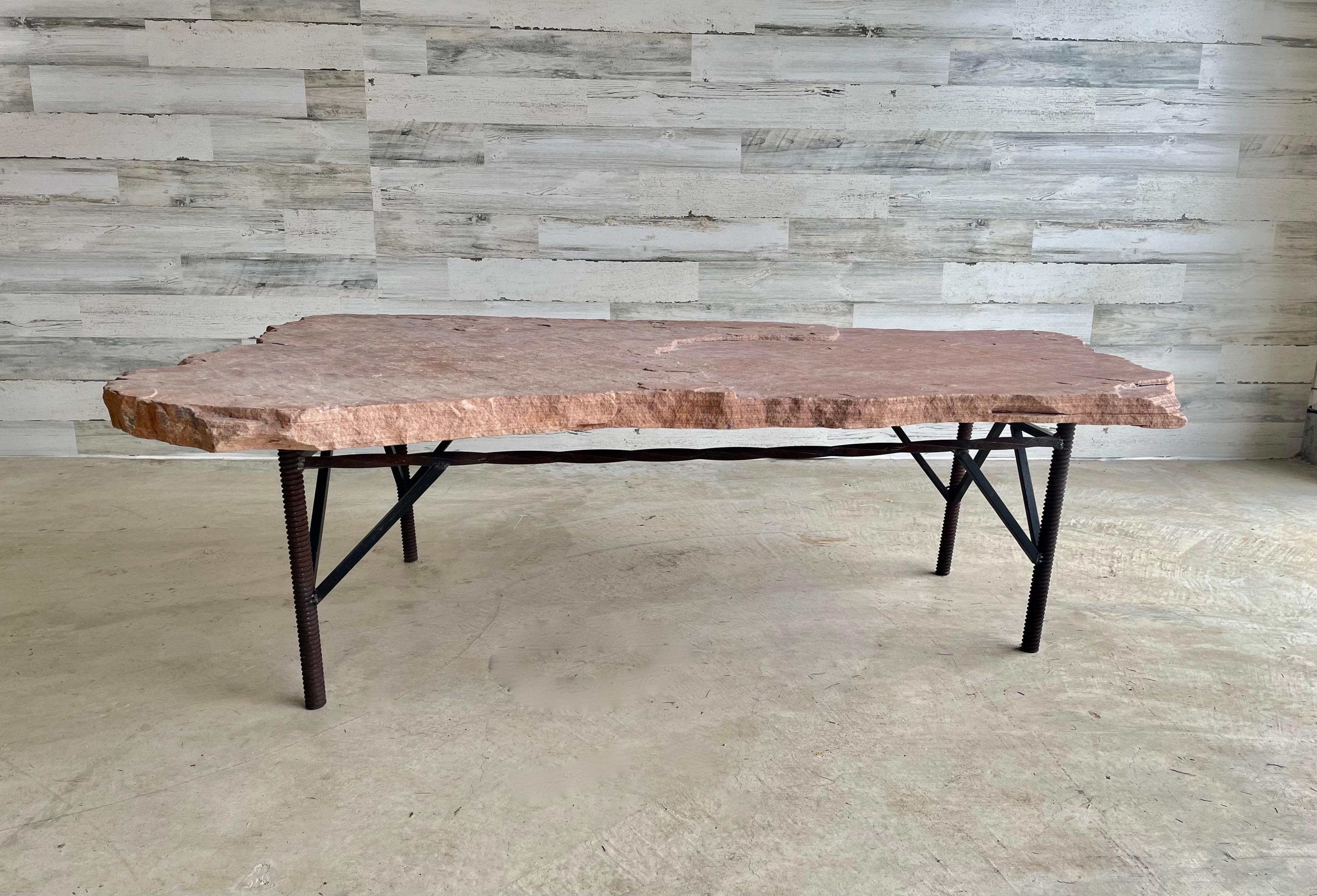 Rustic Rosa Flagstone Coffee Table, Raised on Iron Legs For Sale at 1stDibs