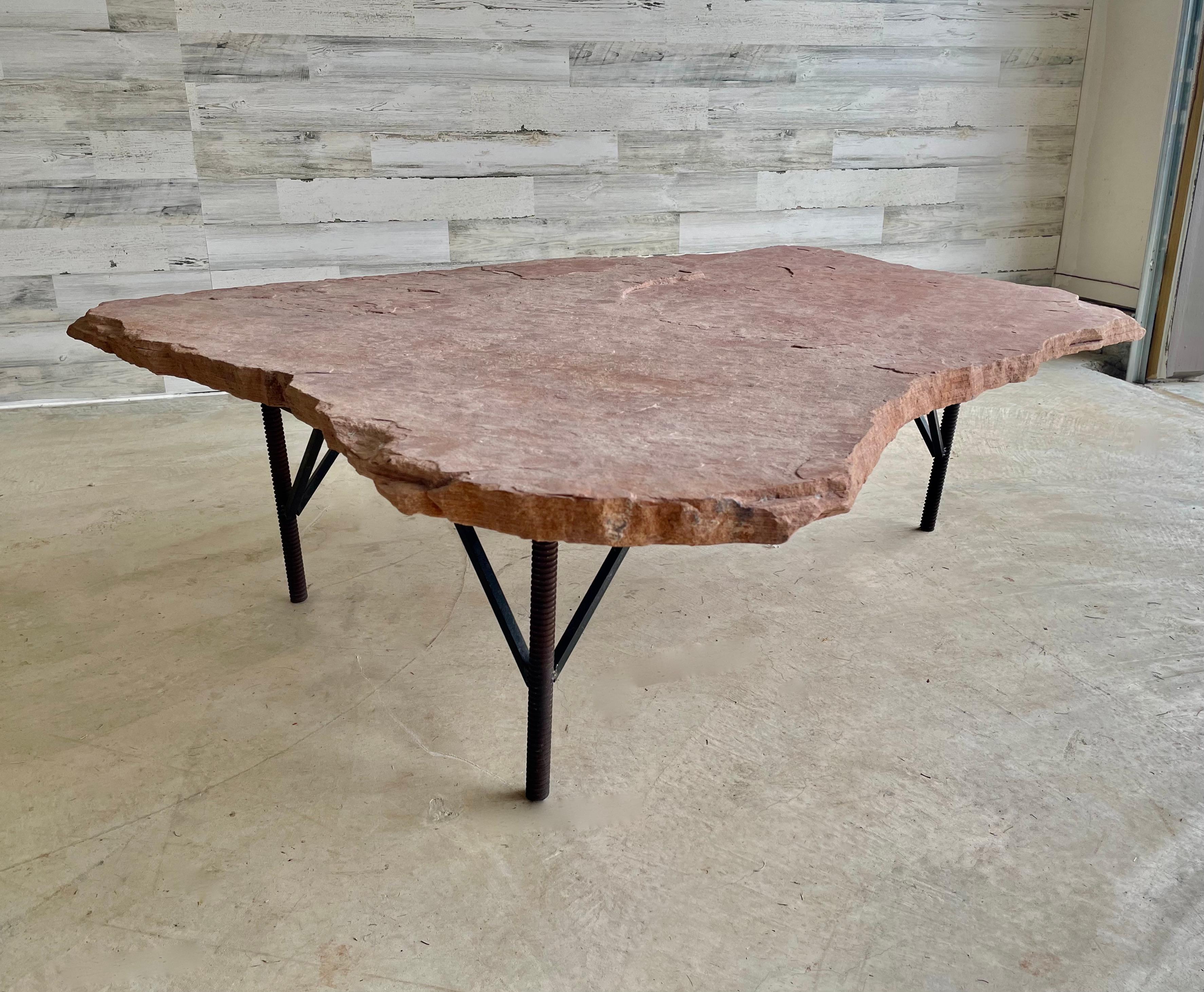 Rustic Rosa Flagstone Coffee Table, Raised on Iron Legs For Sale at 1stDibs