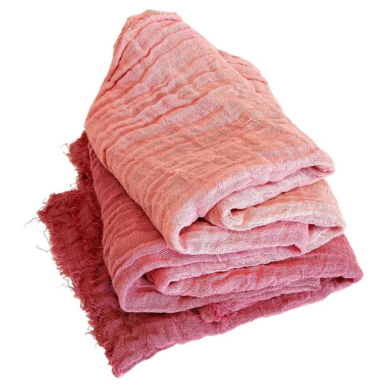 Rustic Rose Pink Ombre Hand-Painted Open-Weave Linen Throw, in Stock ...