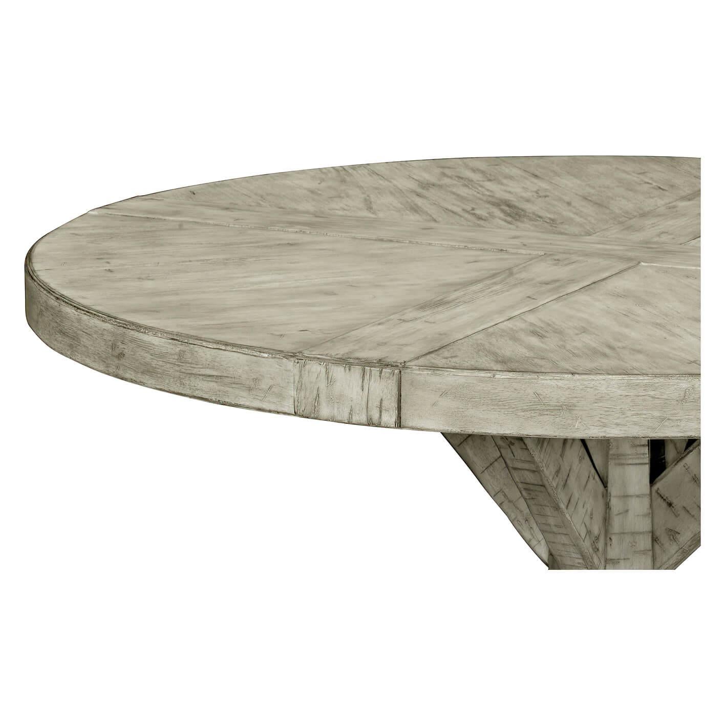Rustic Round Dining Table, Greyed For Sale at 1stDibs | grey dining ...