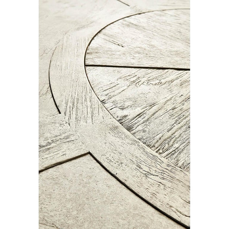 Rustic Round Dining Table, Whitewash For Sale at 1stDibs