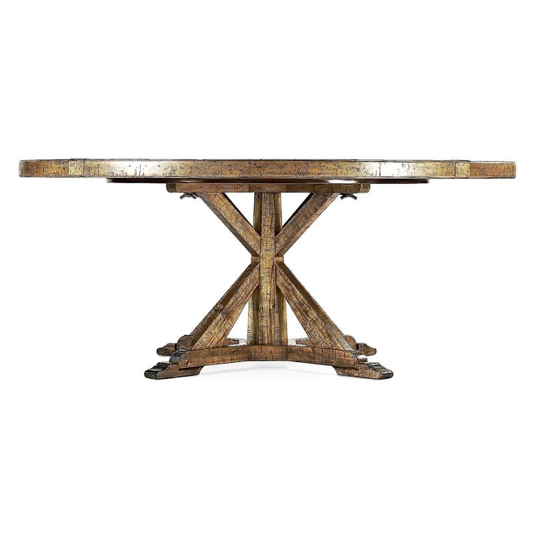 Rustic Round Dining Table, Medium Brown For Sale at 1stDibs | dark ...
