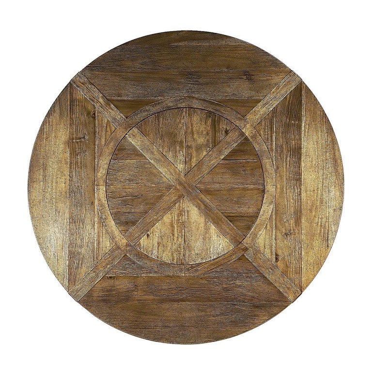 Rustic Round Dining Table, Medium Brown For Sale at 1stDibs | dark ...