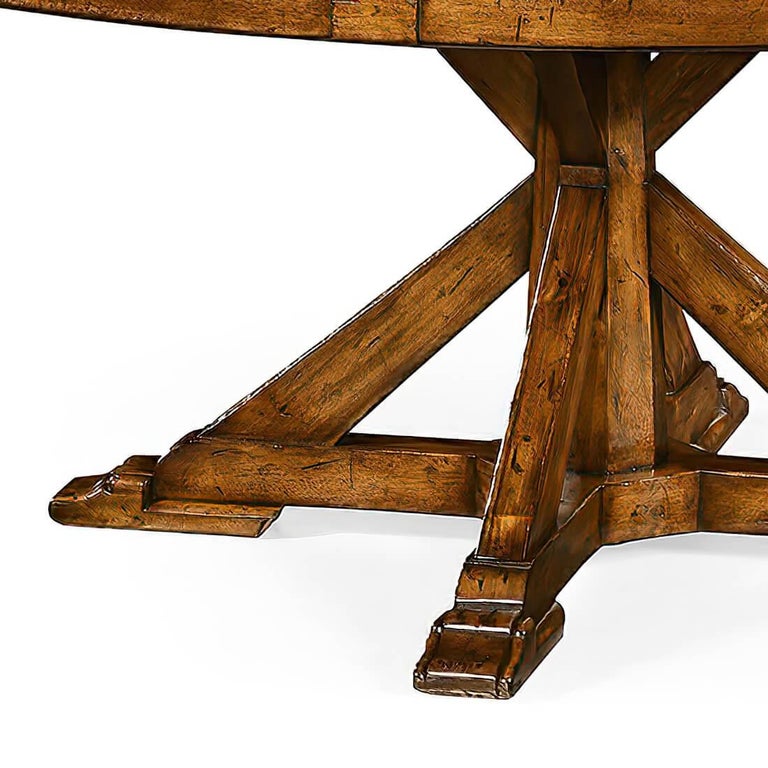 Rustic Round Dining Table, Walnut - Bespoke 100" For Sale at 1stDibs