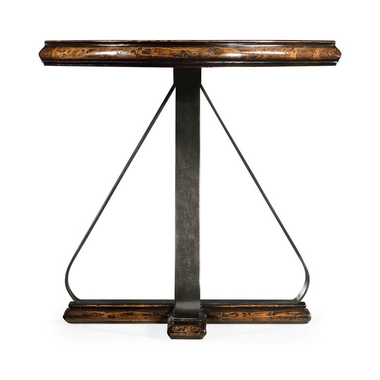 Rustic Round Walnut Side Table For Sale at 1stDibs