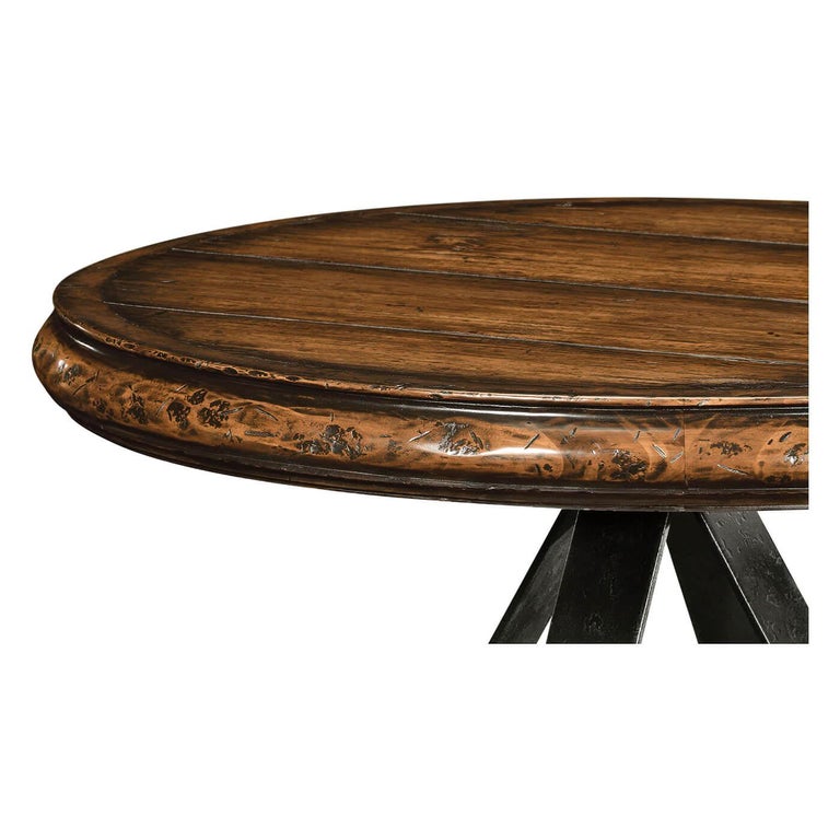 Rustic Round Walnut Side Table For Sale at 1stDibs