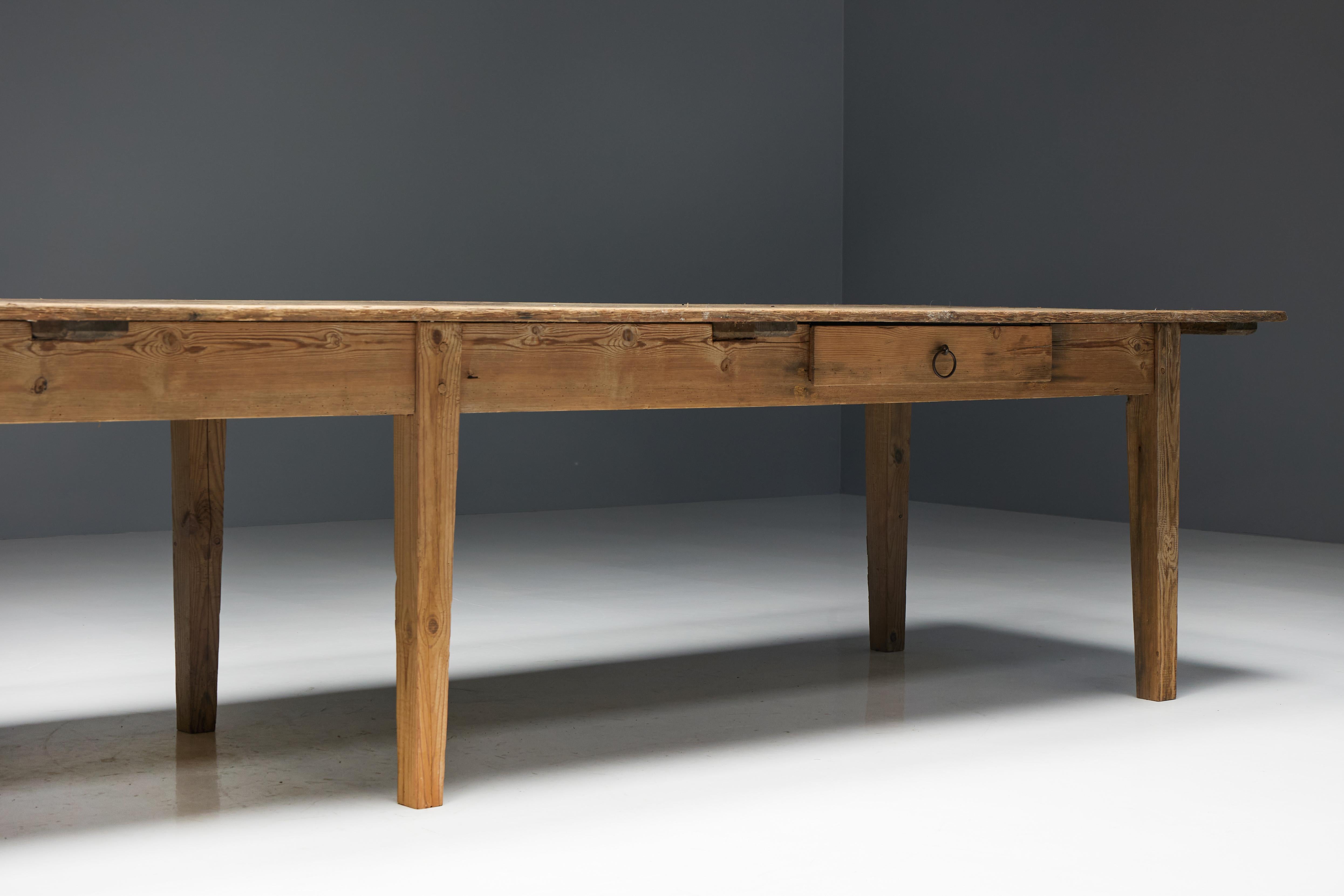 Rustic Rural Farmhouse Dining Table, France, 19th Century at 1stDibs