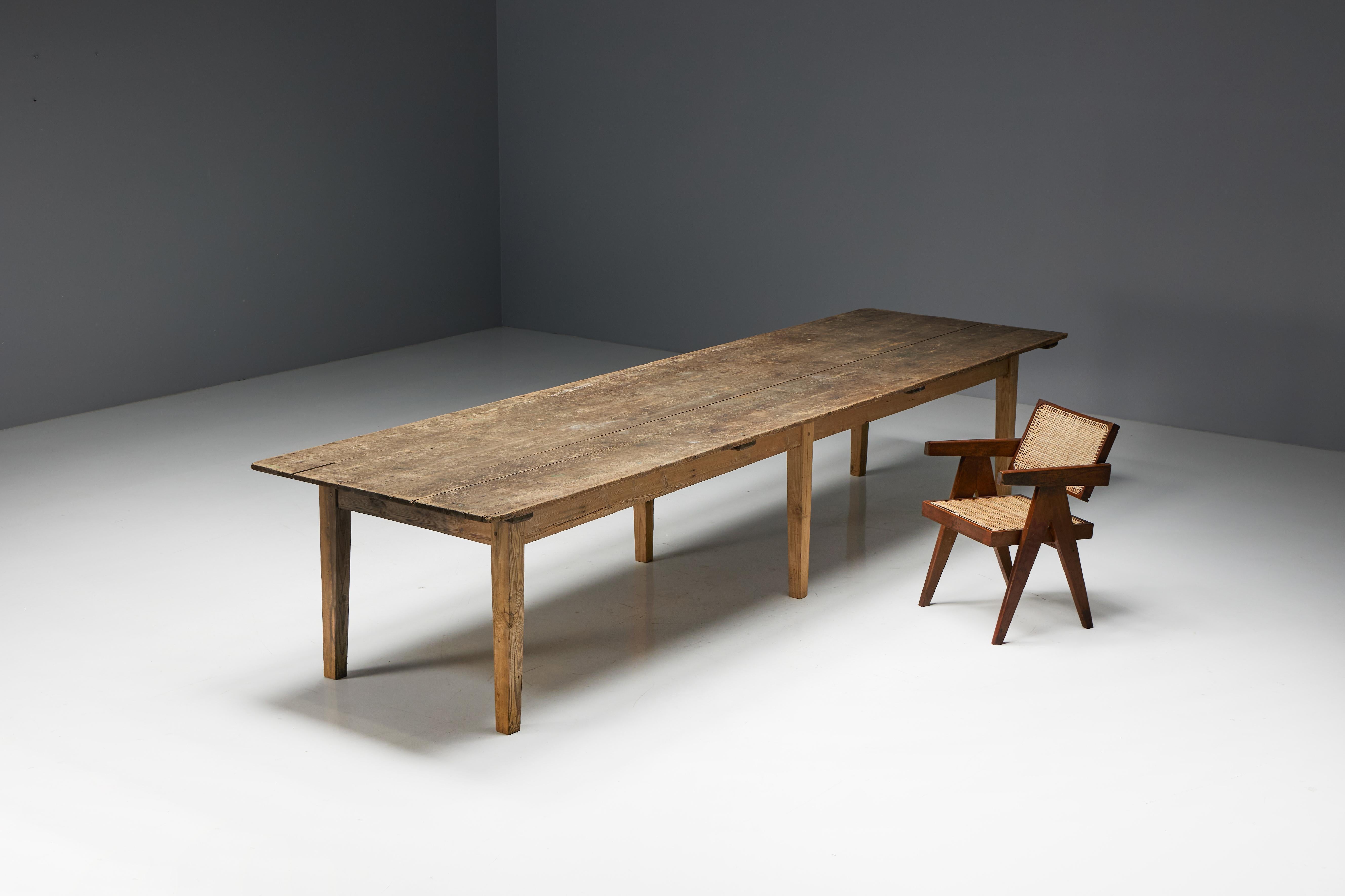 Rustic Rural Farmhouse Dining Table, France, 19th Century at 1stDibs