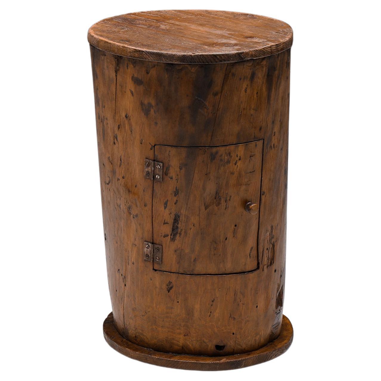 Rustic Wood Block Tall Side Table at 1stDibs
