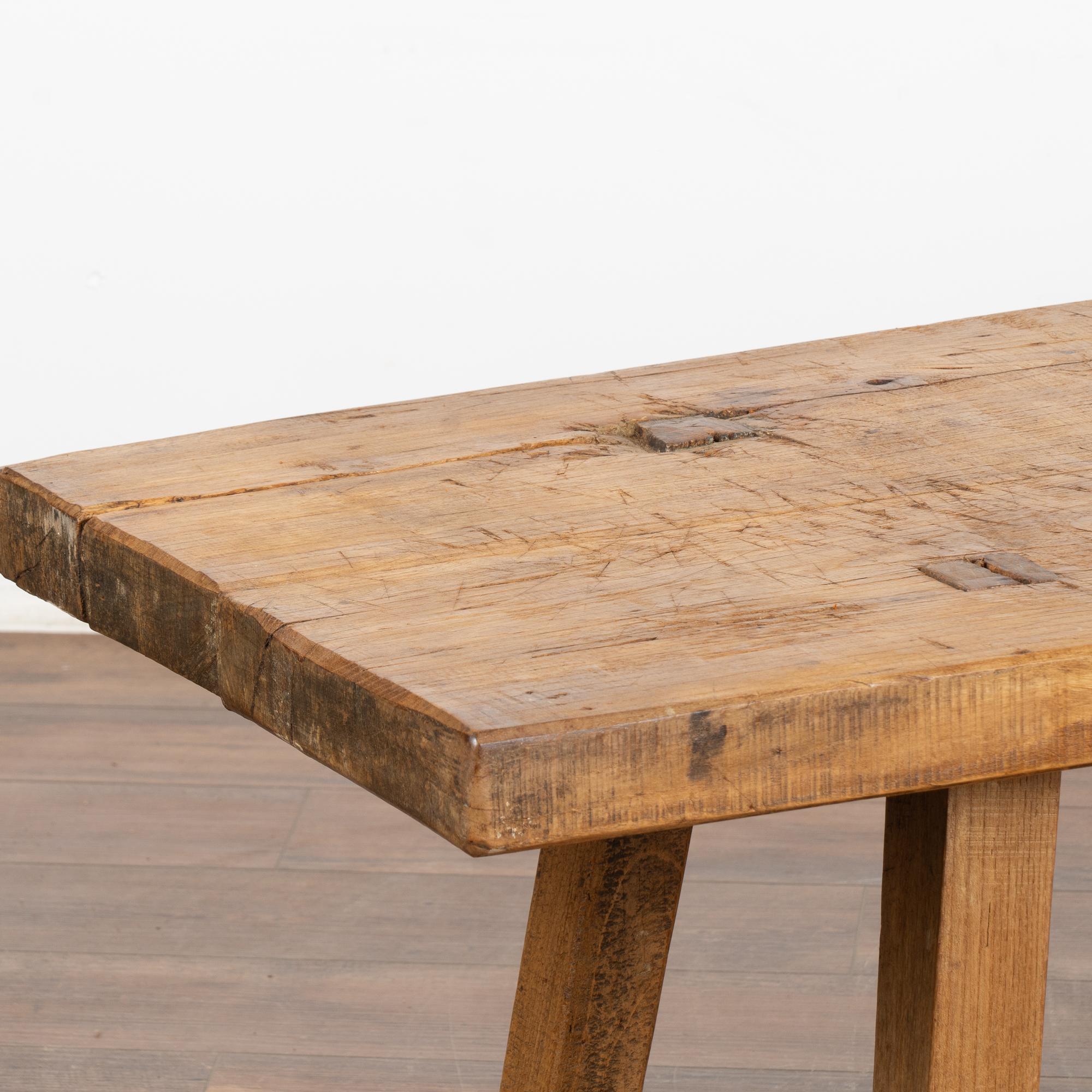 Rustic Slab Wood Coffee Table with Peg Legs, Hungary circa 1890 For ...