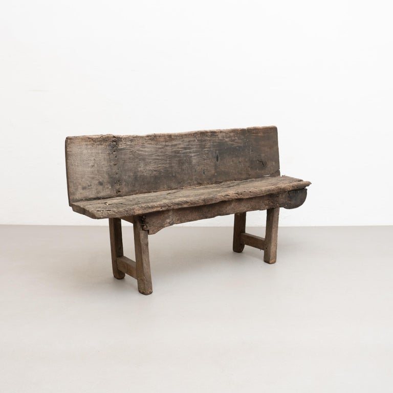 Rustic Solid Wood Bench, circa 1920 For Sale at 1stDibs