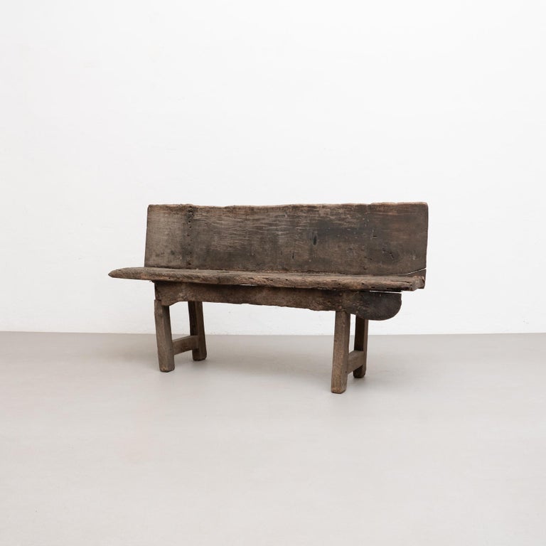 Rustic Solid Wood Bench, circa 1920 For Sale at 1stDibs