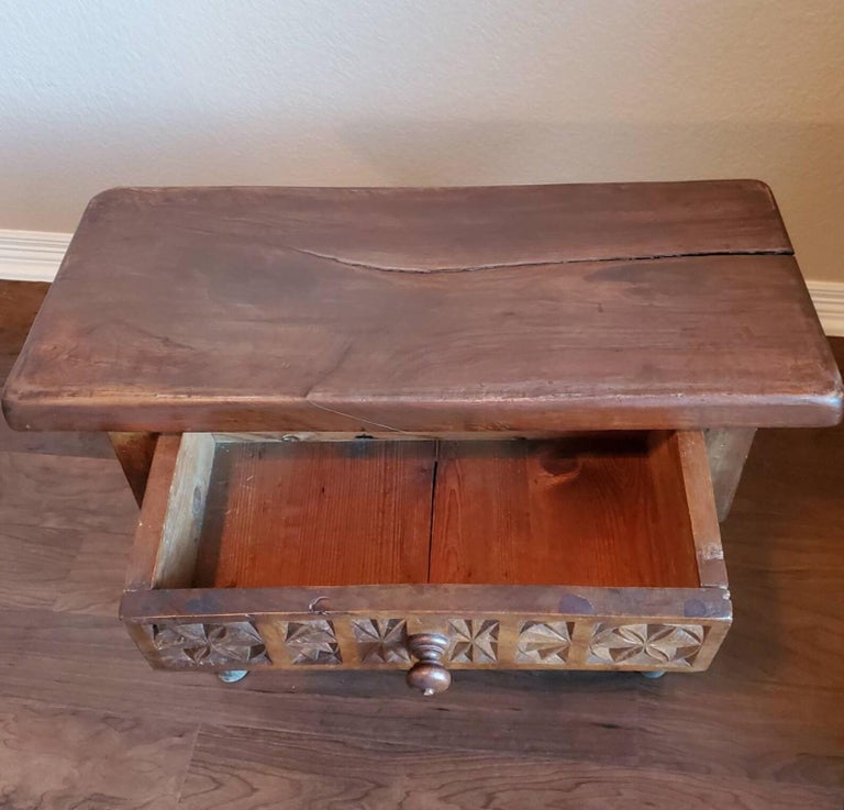 Antique Spanish Baroque Carved Walnut End Table or Stool For Sale at ...