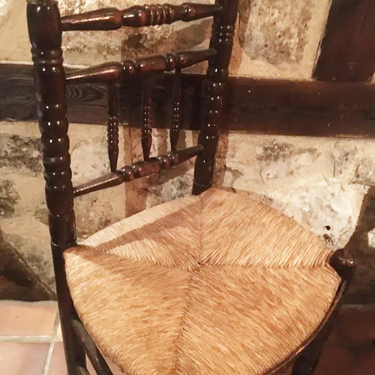 Rustic Spanish Turned Wood Chairs and Straw Seat , Lot of Four For Sale ...