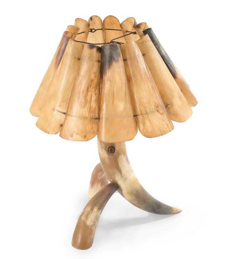 Rustic Steer Horn Table Lamp at 1stDibs