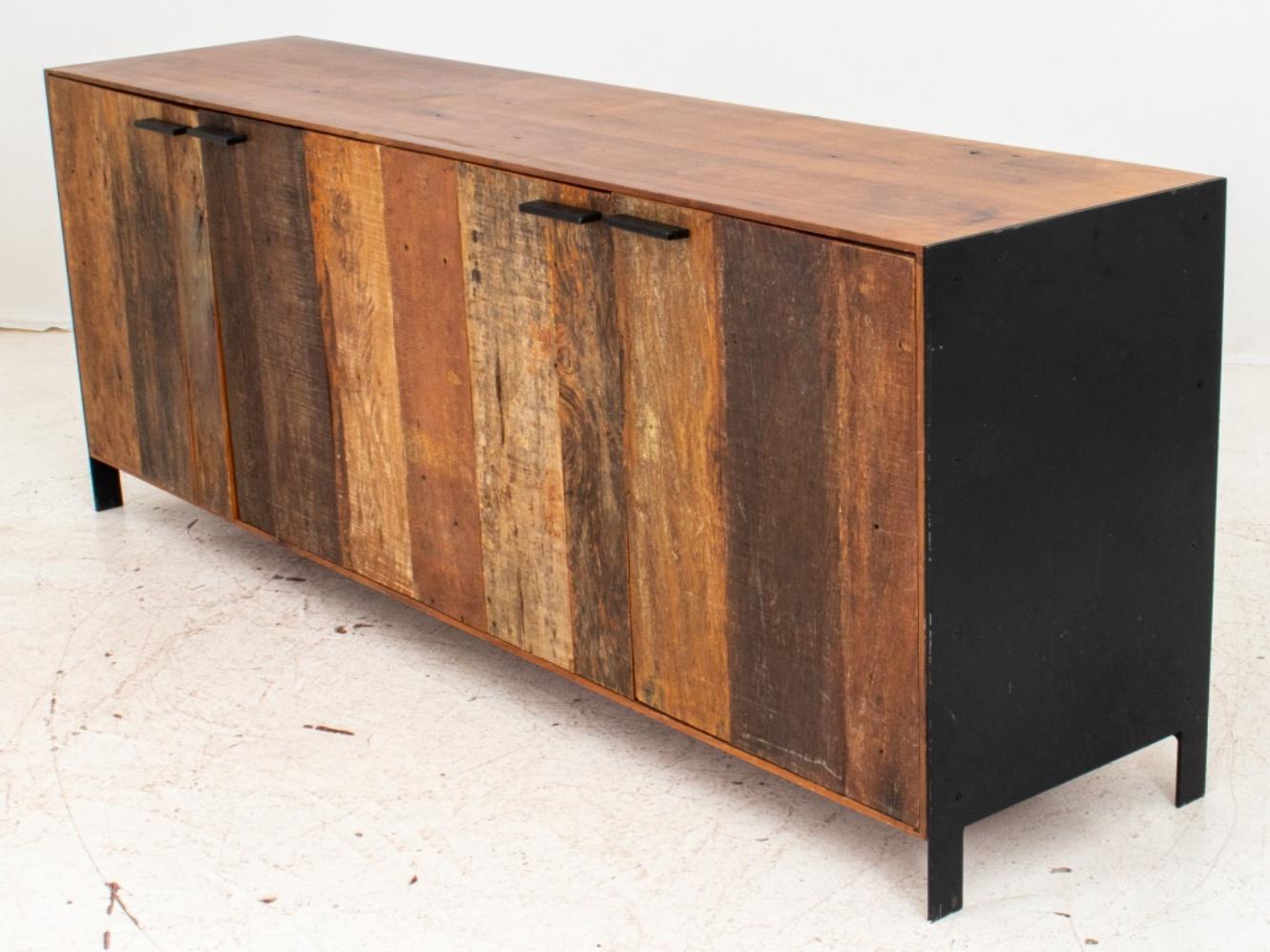 Rustic Style Reclaimed Barn Wood and Metal Credenza For Sale at 1stDibs