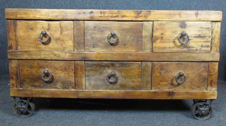 Rustic Style Rolling Dresser For Sale at 1stDibs