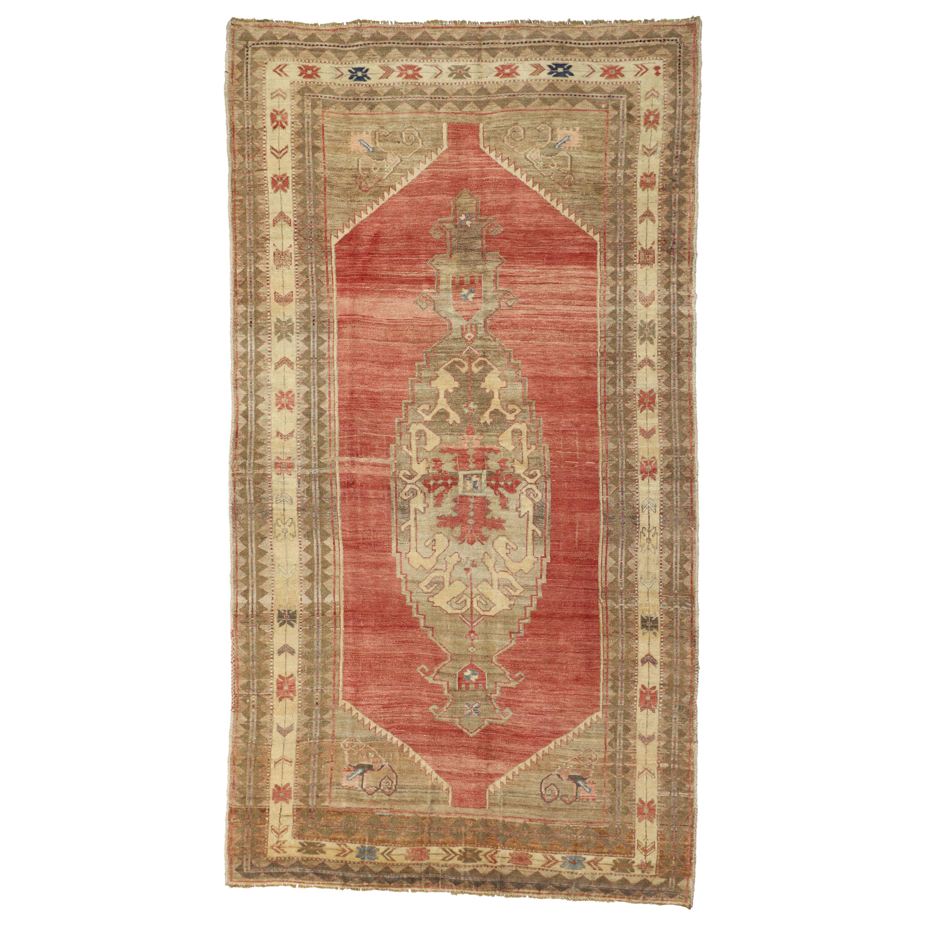 Rustic Style Vintage Turkish Oushak Area Rug with Warm, Rich Colors and ...