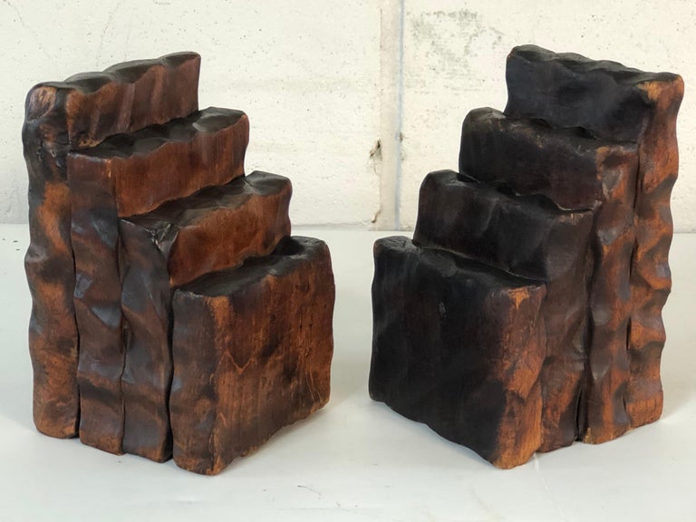 Rustic Style Wood Bookends, Pair For Sale at 1stDibs | rustic wood bookends