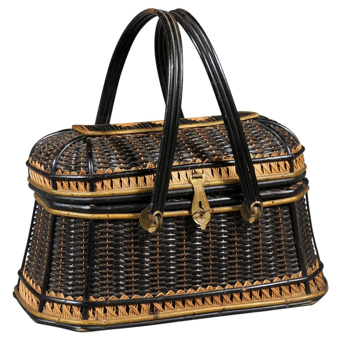 Large Rustic Wicker Basket For Sale at 1stDibs | rustic laundry basket ...