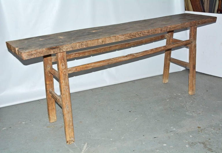 Rustic Teak Console Table at 1stDibs
