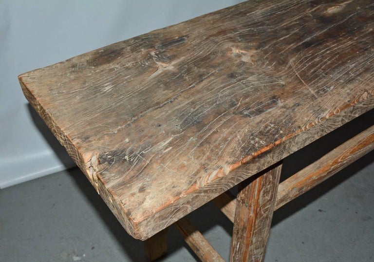 Rustic Teak Console Table at 1stDibs