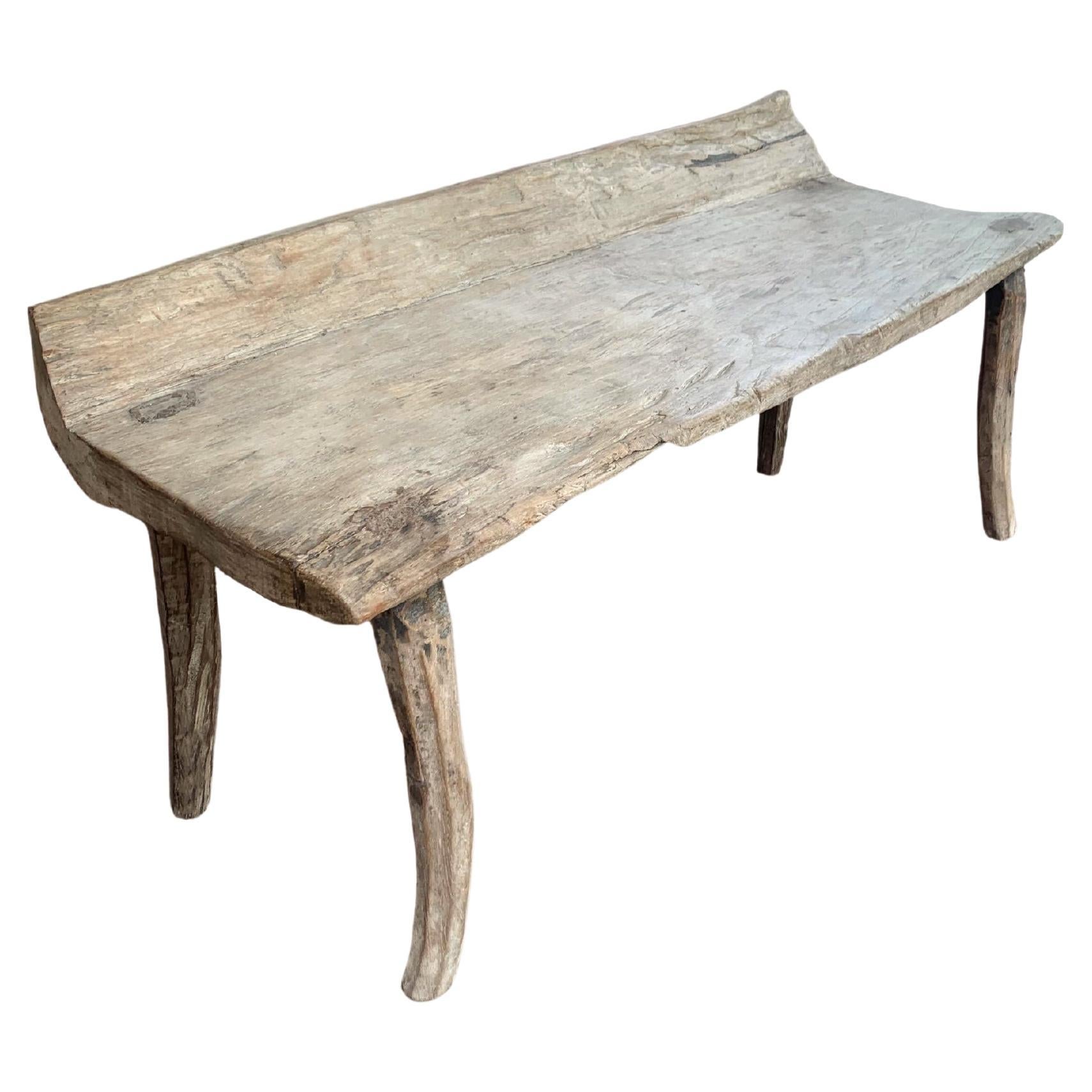 Sculptural Teak Wood Stool For Sale at 1stDibs