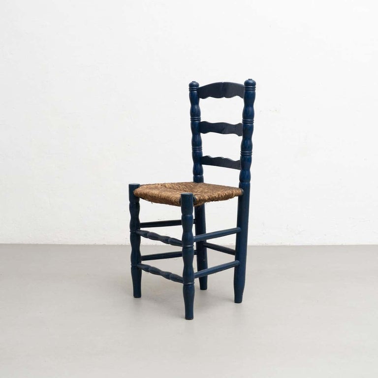 Rustic Traditional Hand-Painted Wood Chair, circa 1940 For Sale at 1stDibs